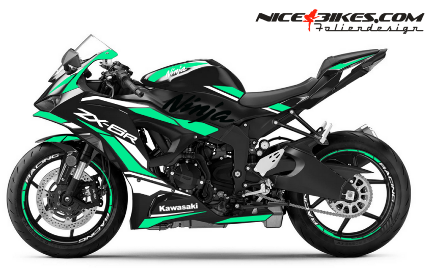 Kawasaki ZX6R Miami Blue - Motorrad Dekor - Nice Bikes